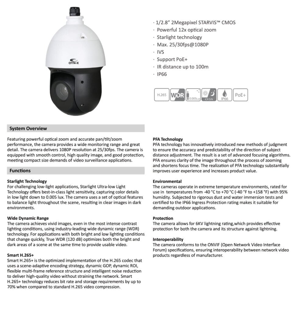 Eagle 2MP IR PTZ CCTV Camera With 12x Optical Zoom - Eagle-IP-PTZ-2MP-12