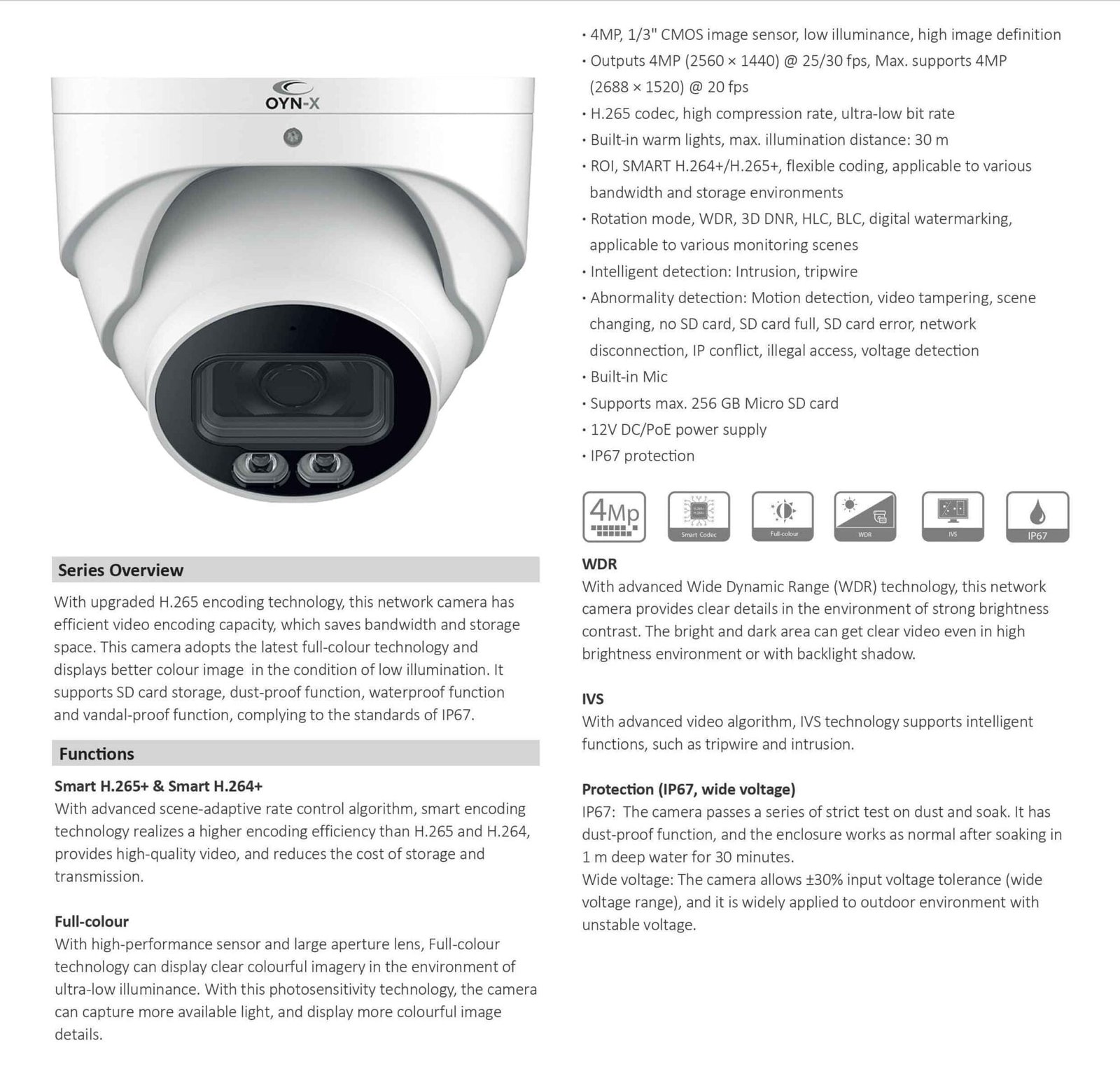 Eagle 4MP Full-Colour Fixed Lens Network Turret Camera (White) IP CCTV ...